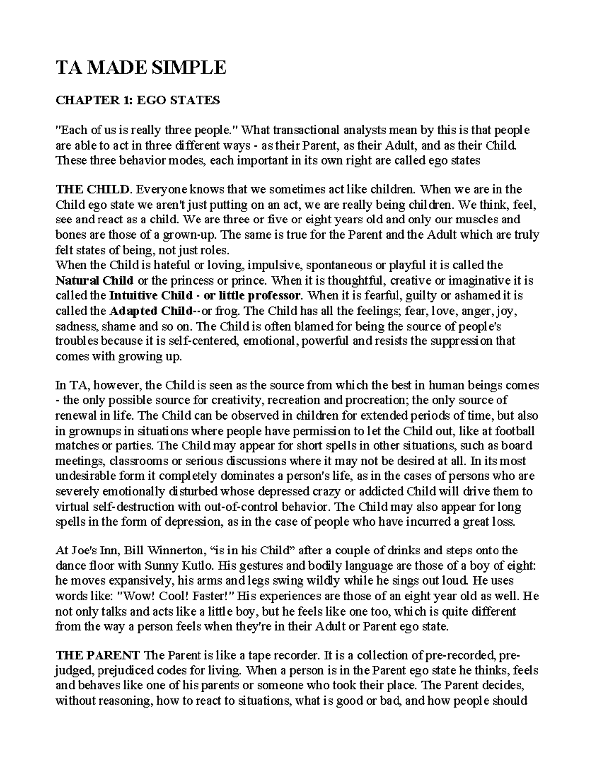 Transactional analysis made simple - TA MADE SIMPLE CHAPTER 1: EGO ...