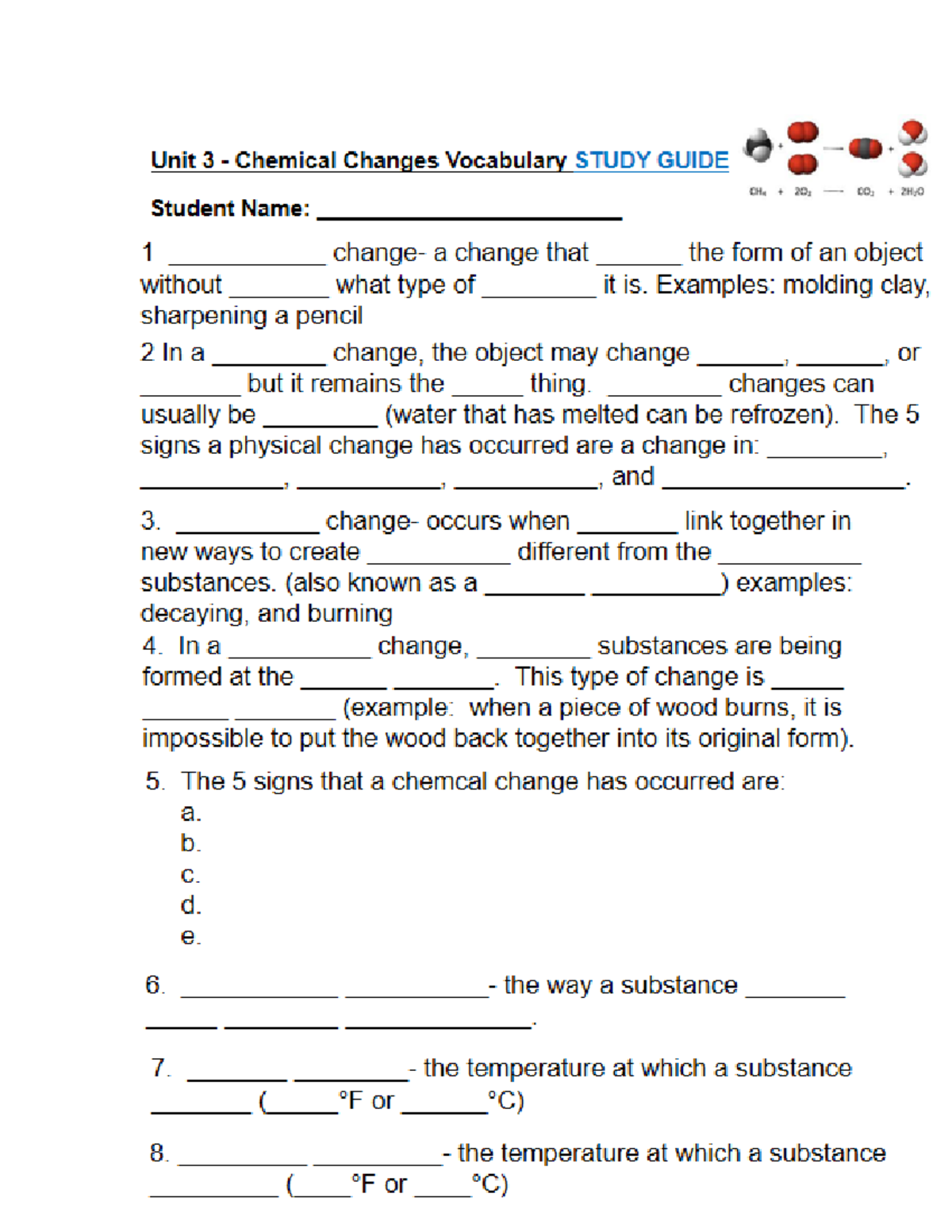 Amiya 5249967 - Copy of Unit 3 Chemical changes Vocabulary - Unit 3 ...