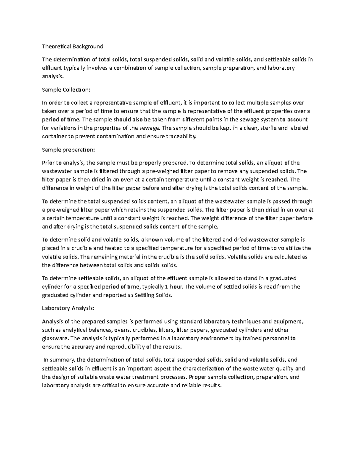 Theoretical Background - Sample Collection: In order to collect a ...