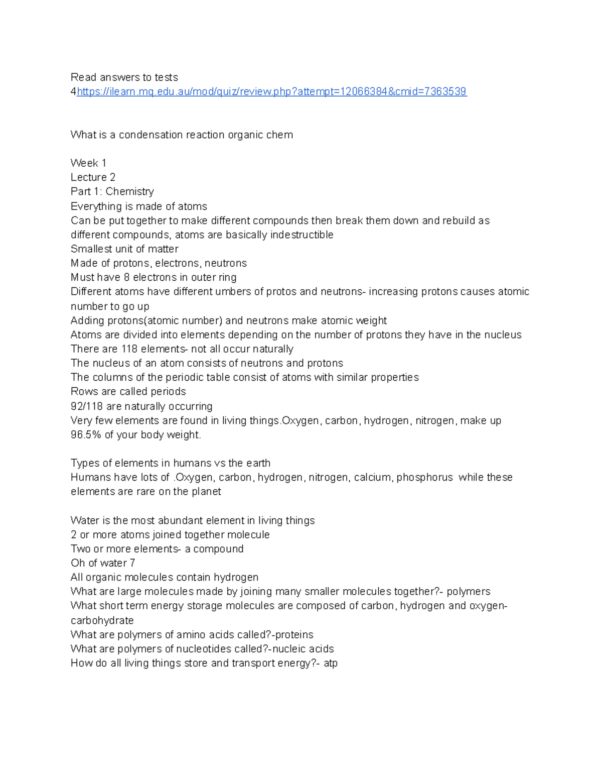 Lec 1 human bio - notes for bio - Read answers to tests 4 - Studocu