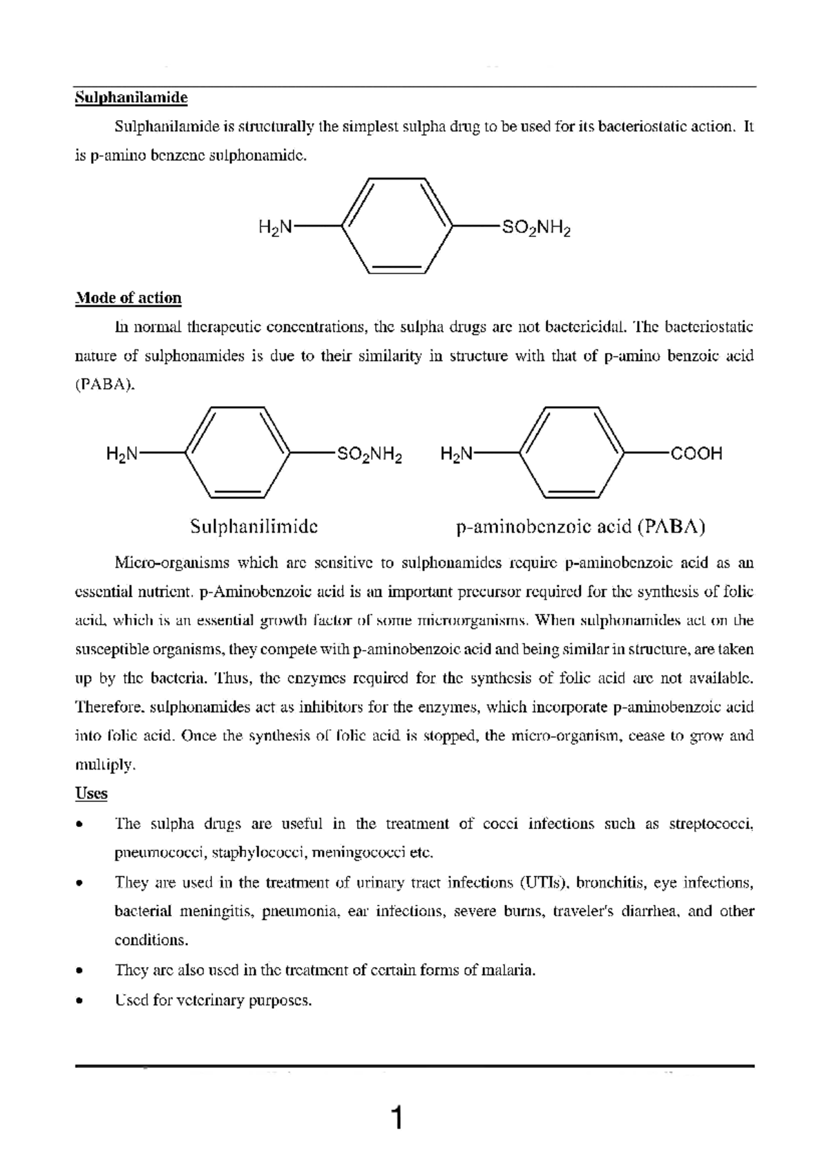 4. Sulpha drugs, Antimalarials, Analgesics - BSc Chemistry - Studocu