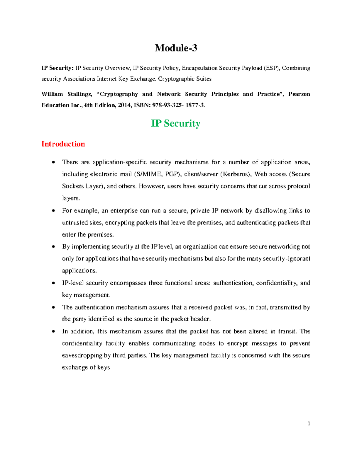 15EC835-NCS-module 3 - ... - Module- IP Security: IP Security Overview, IP Security Policy ...