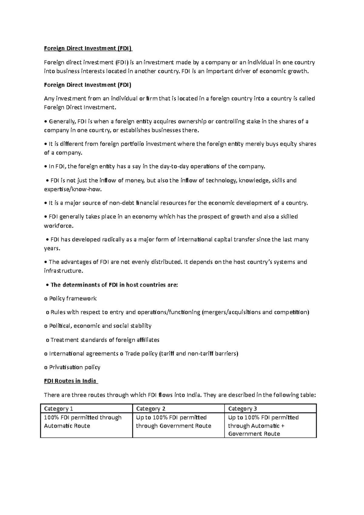 Foreign Direct Investment - FDI is an important driver of economic ...
