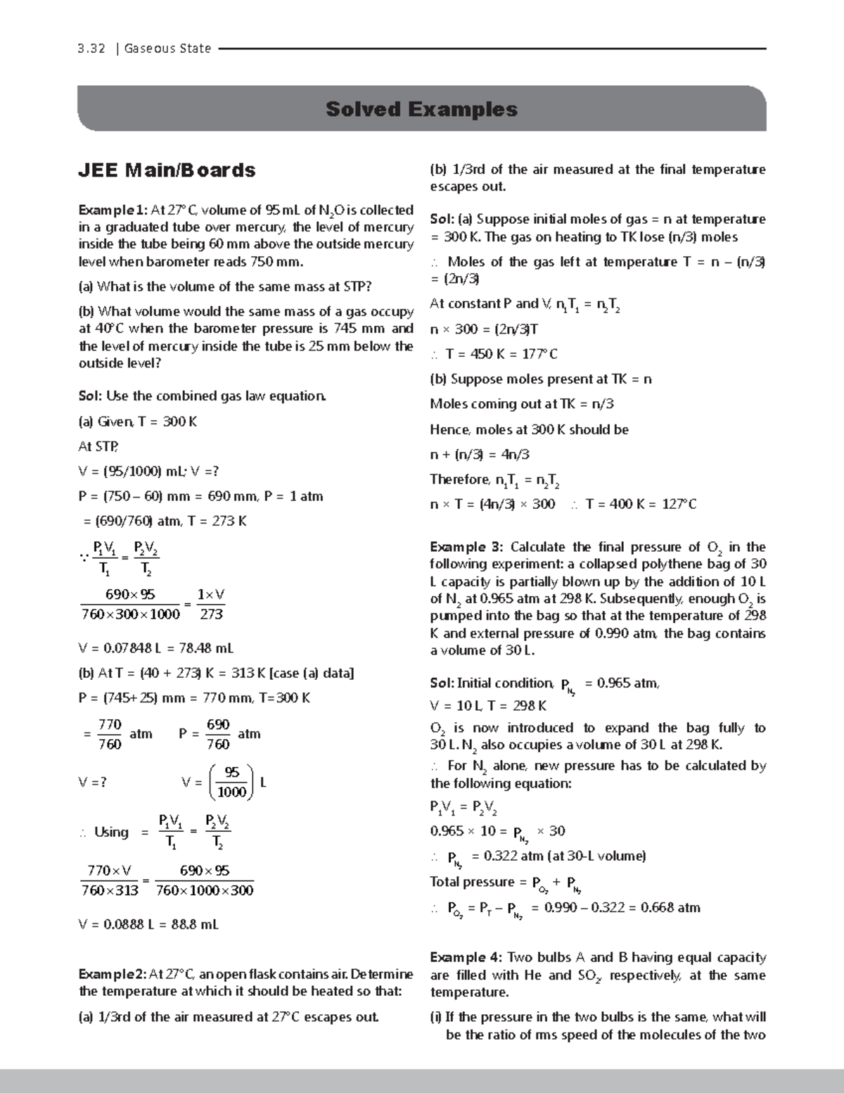 Gaseous-Stateexercise.pdf - 3 2 |Gaseous State Solved Examples JEE Main/Boards Example - Studocu