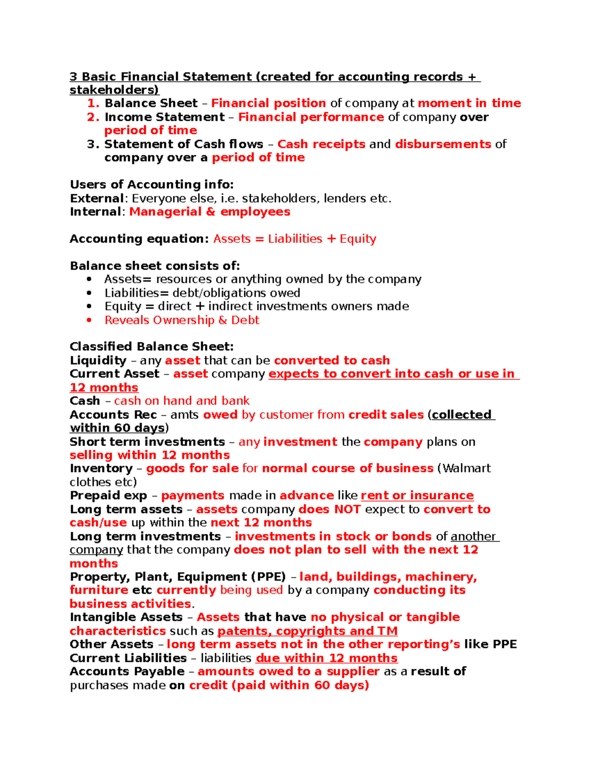 Study - 3 Basic Financial Statement (created for accounting records ...