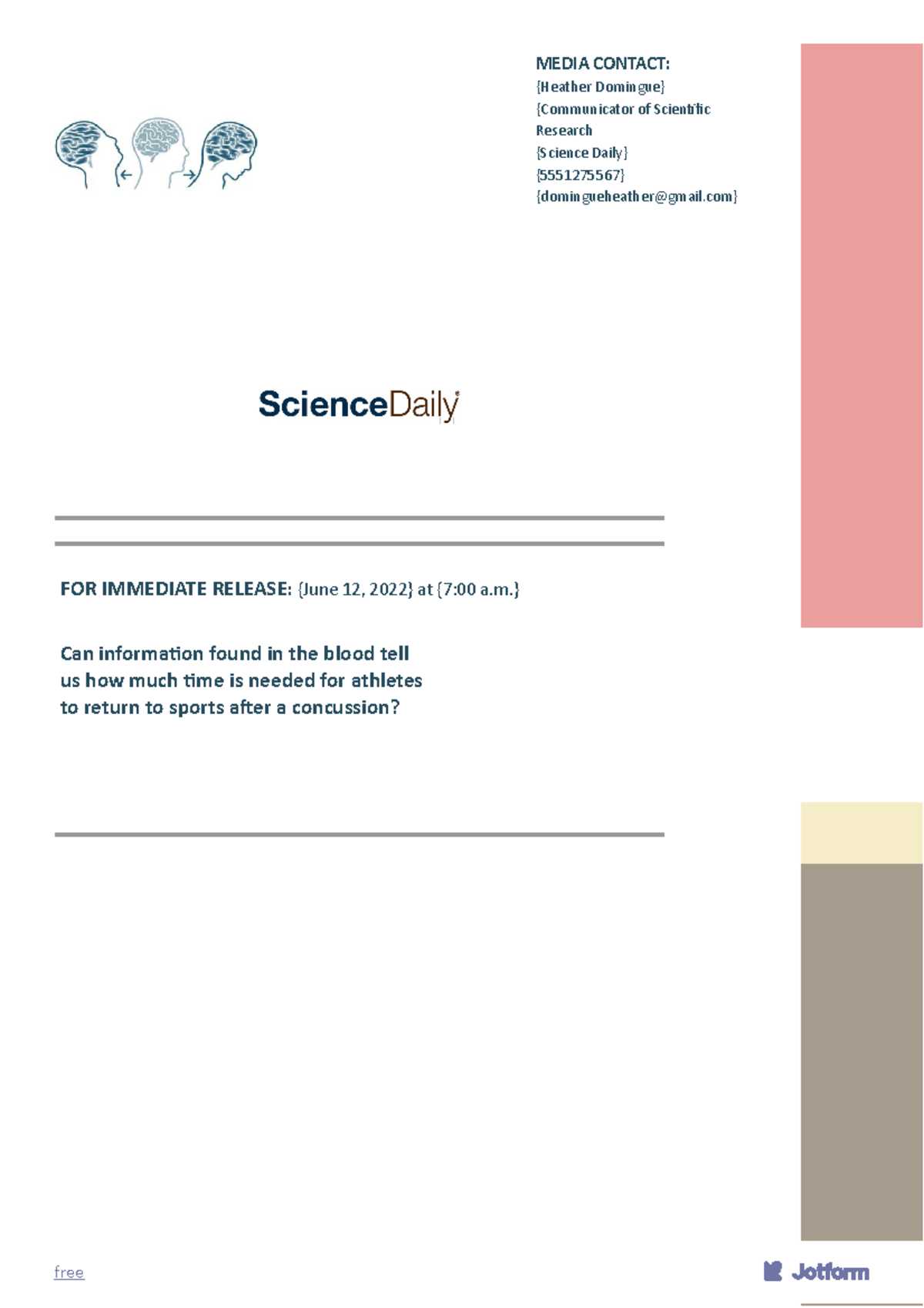 Press release - free MEDIA CONTACT: {Heather Domingue} {Communicator of ...