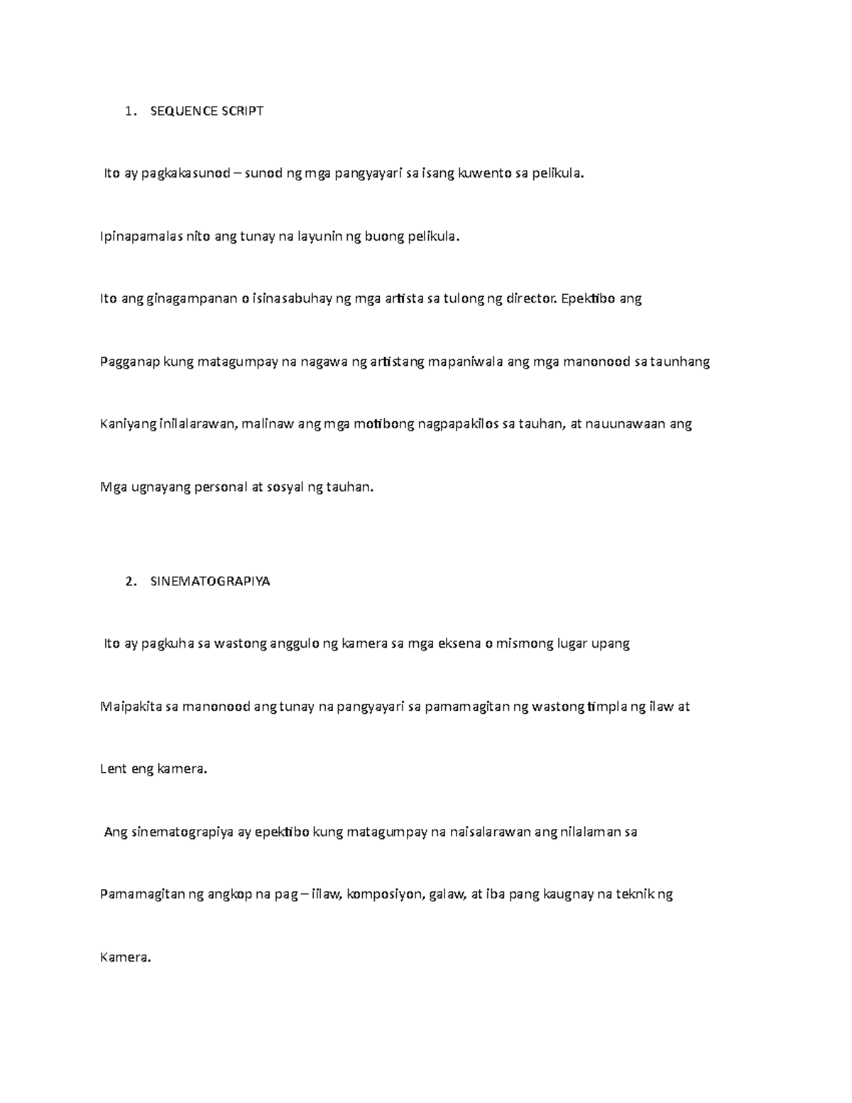 Elemento - College Lectures - 1. SEQUENCE SCRIPT Ito ay pagkakasunod ...