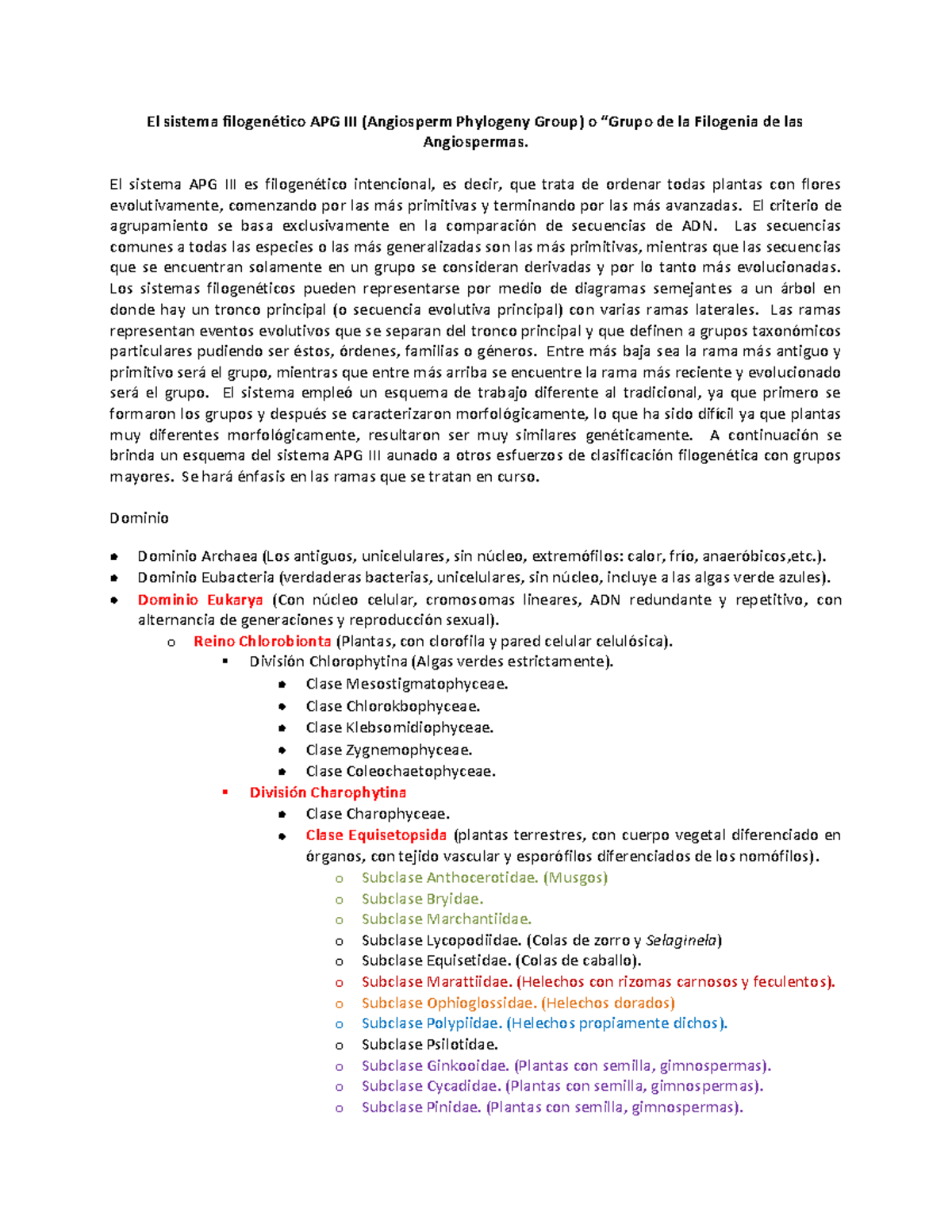 El sistema filogenético APG III - El sistema filogenético APG III ...
