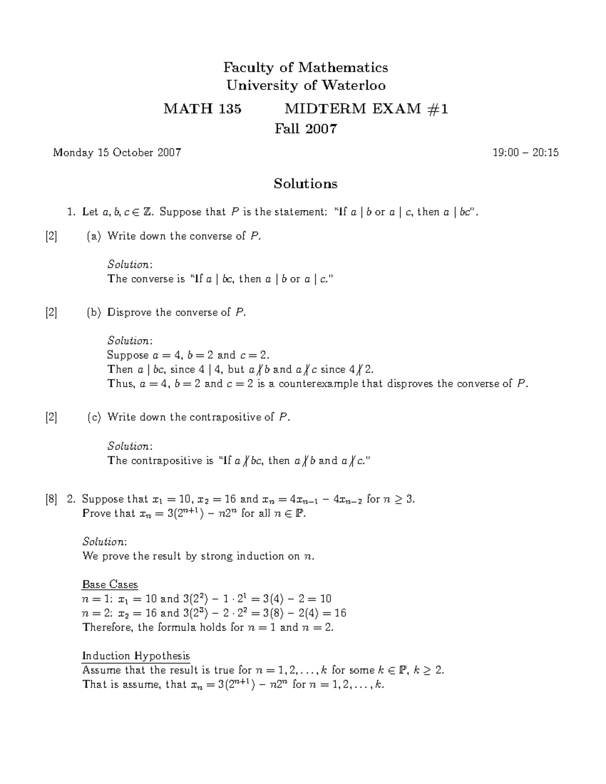 Exam 3 February 2011, questions and answers - Faculty of Mathematics ...