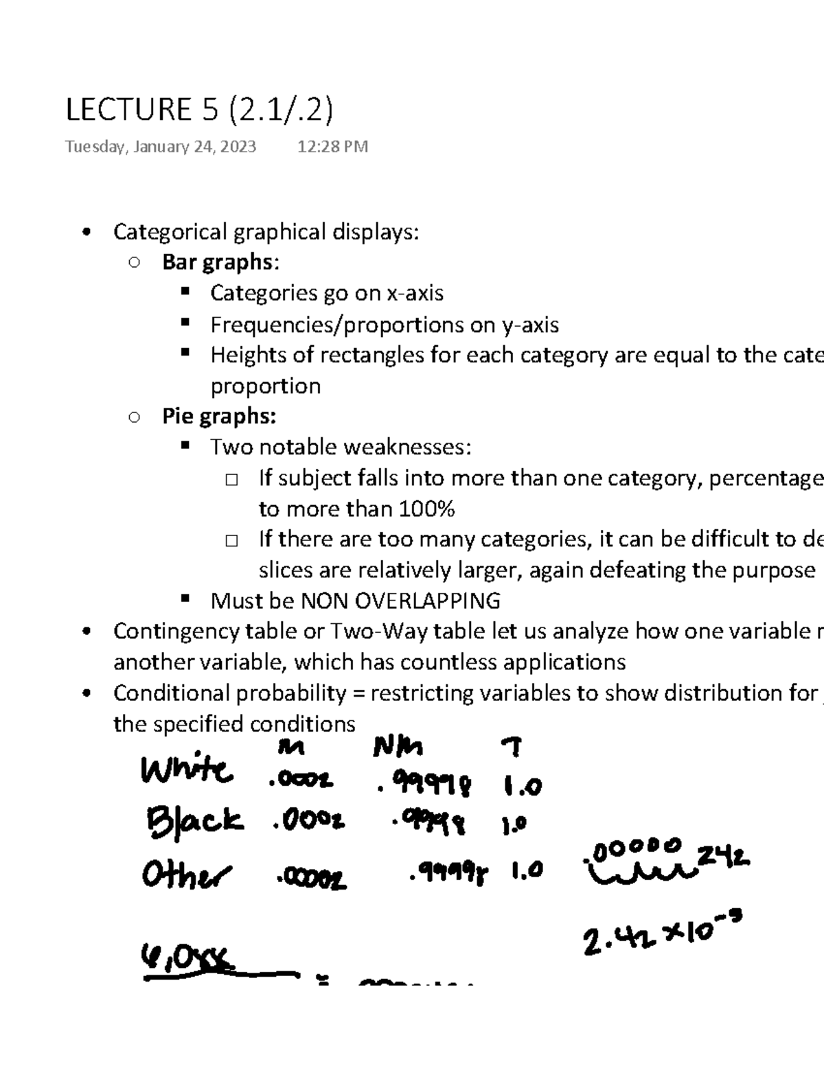Module 2.1/2.2 notes - Categorical graphical displays: Bar graphs ...