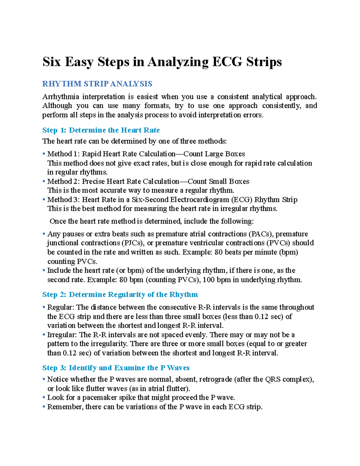 6 Easy Steps in Analyzing ECG Strips - Six Easy Steps in Analyzing ECG ...