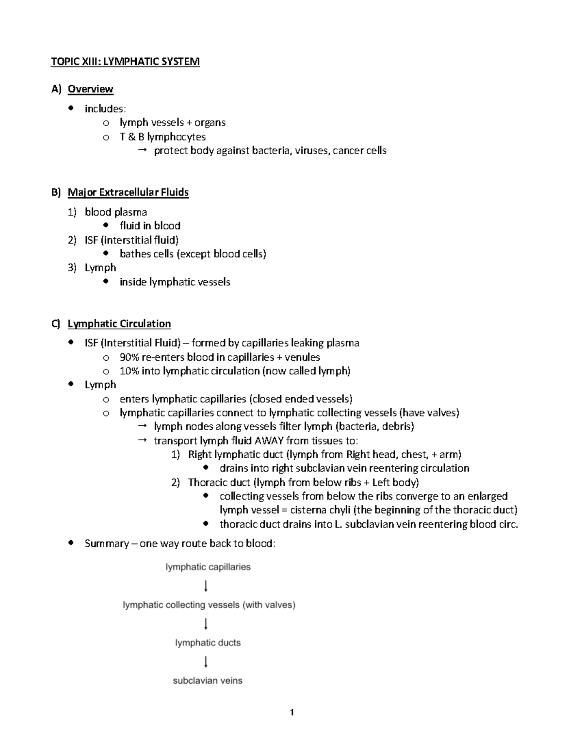 13 - Topic XIII - Lymphatic System - 1 TOPIC XIII : LYMPHATIC SYSTEM A ...