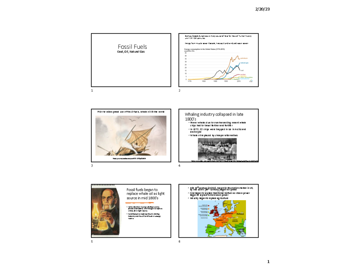 ENVR1101Feb232023 slides - Fossil Fuels Coal, Oil, Natural Gas - Studocu