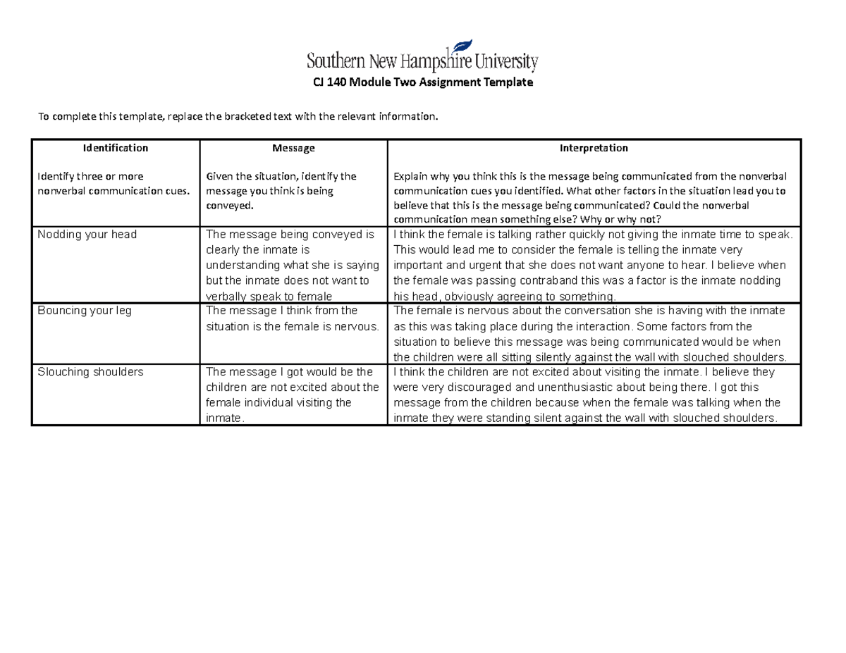 2-3 Assignment - work - CJ 140 Module Two Assignment Template To ...