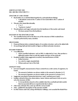Genetics Lecture DNA:RNA pt. 2 - GENETICS LECTURE 3100 DNA AND RNA ...