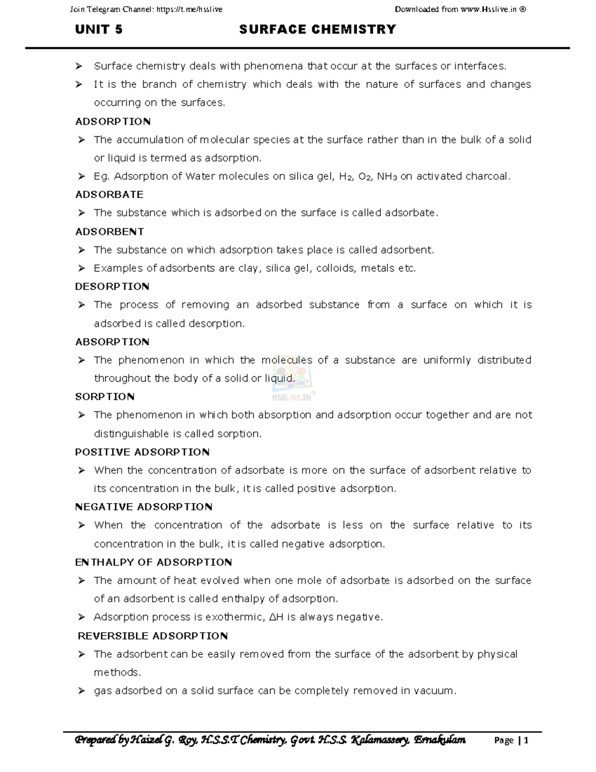 Hsslive-xii-chem-5. Surface Chemistry - UNIT 5 SURFACE CHEMISTRY ...