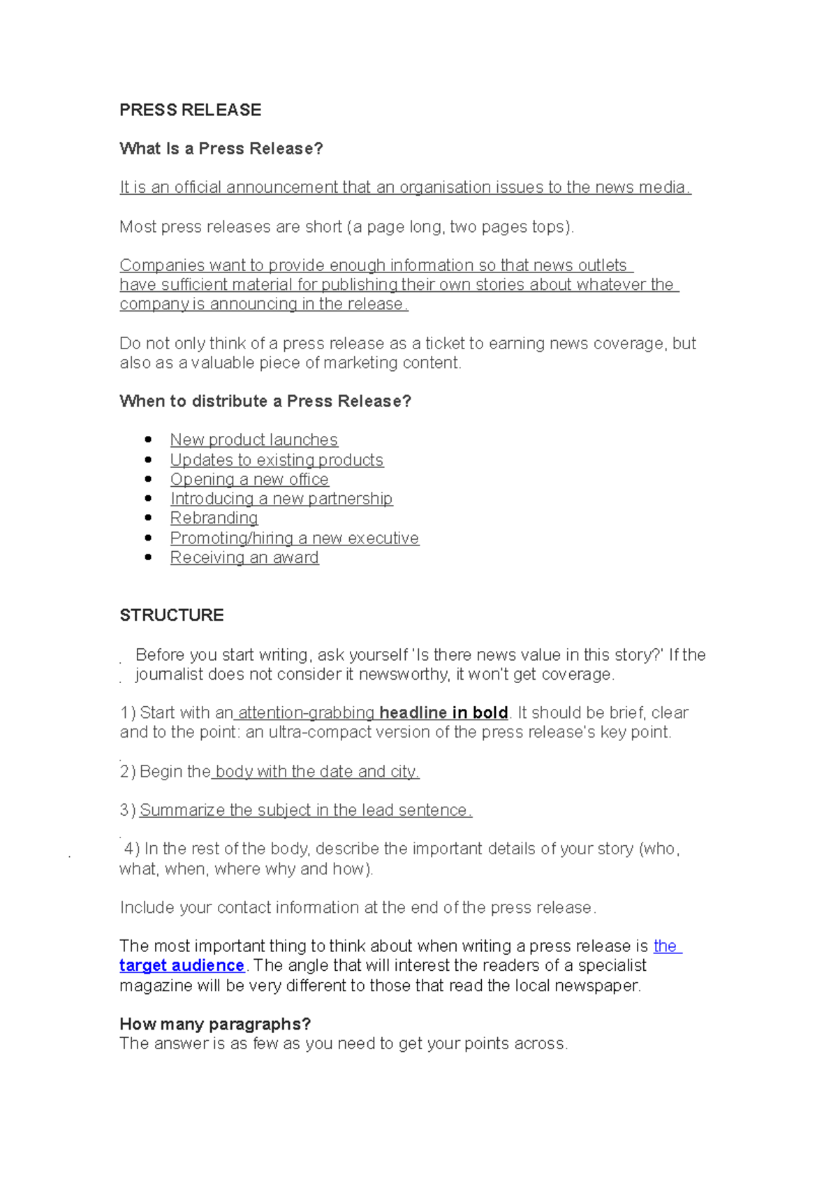 Press Release - Structure Rules - PRESS RELEASE What Is a Press Release ...