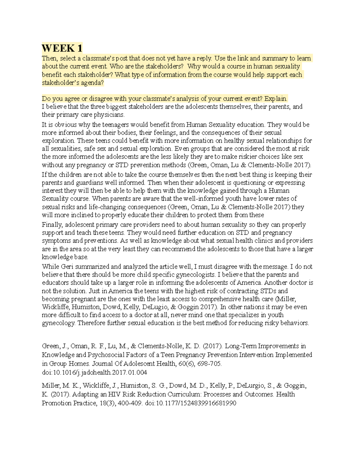 Week 1-4 Discussions - weekly discussion - WEEK 1 Then, select a ...