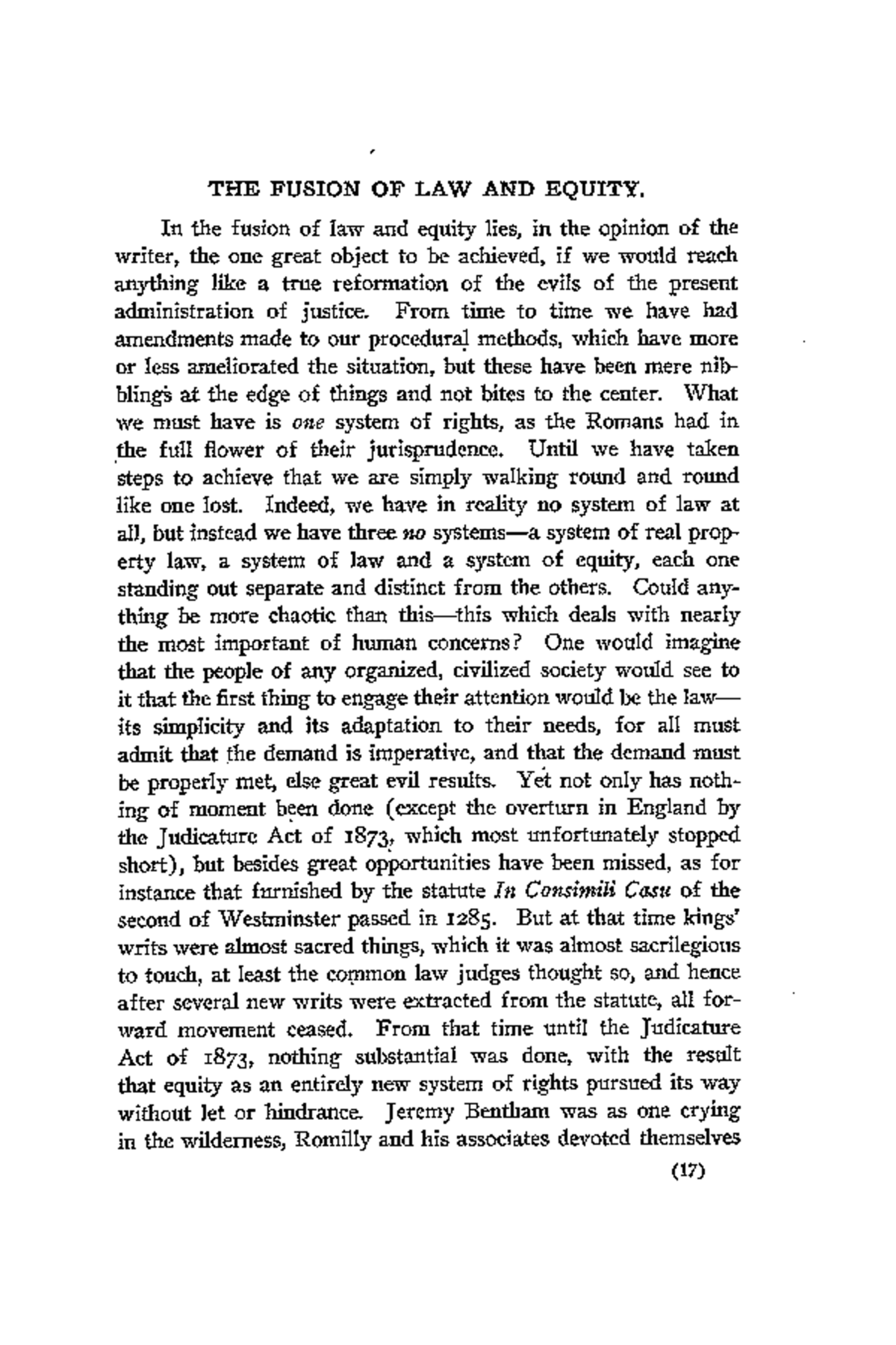 The Fusion of Law and Equity - THE FUSION OF LAW AND EQUITY. In the ...