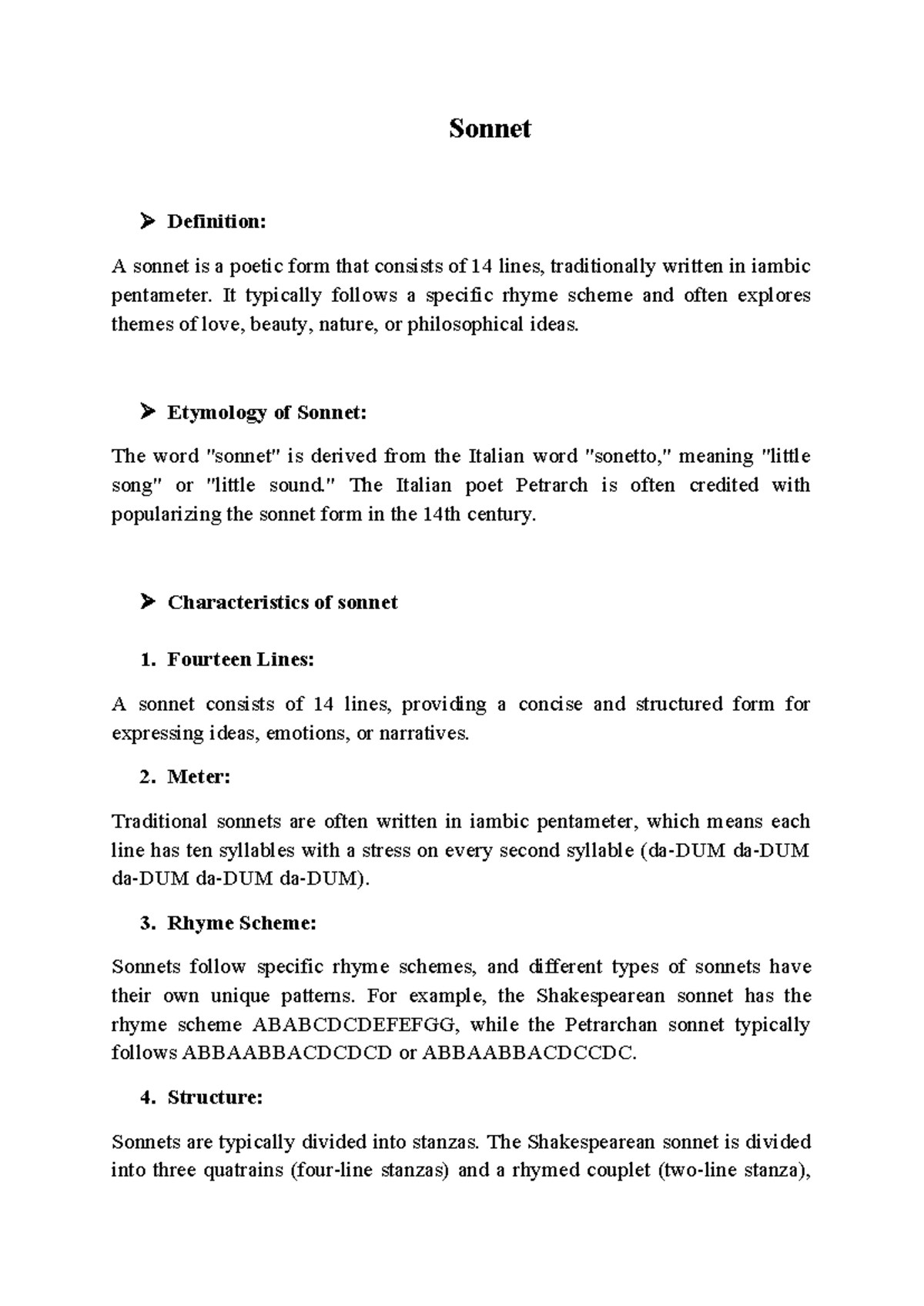 Sonnet - Sonnet Definition: A sonnet is a poetic form that consists of ...