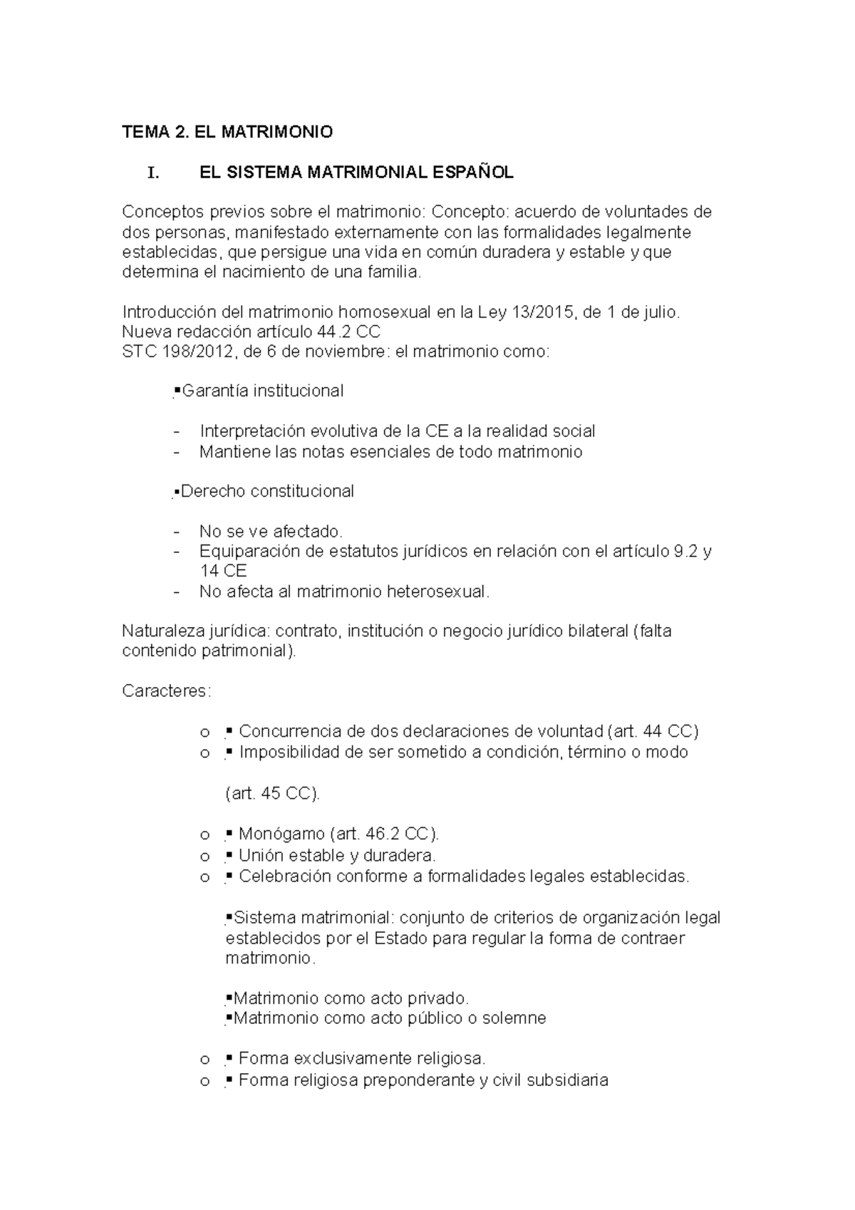 TEMA 2 civil 6 copia - TEMA 2. EL MATRIMONIO I. EL SISTEMA MATRIMONIAL ...