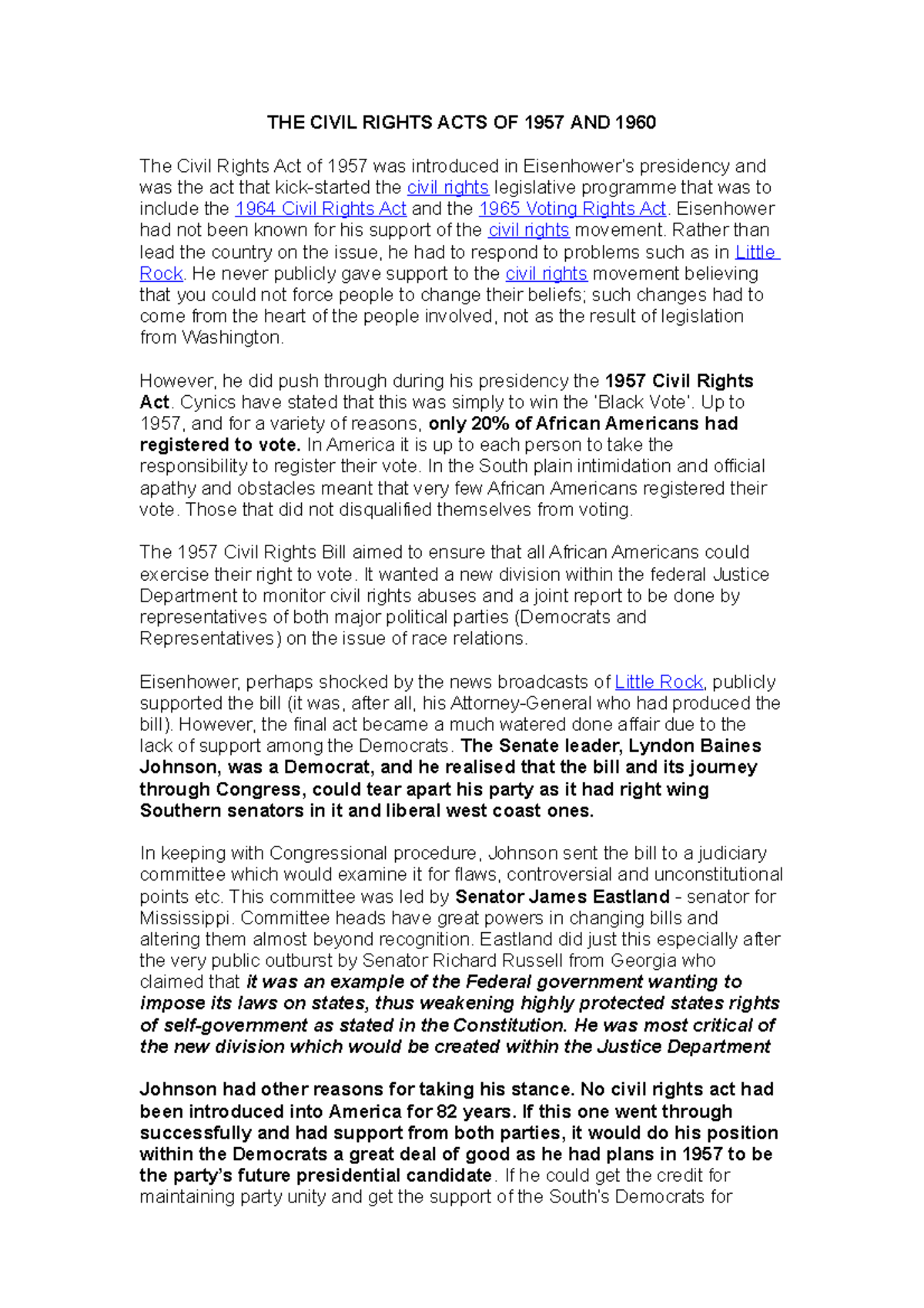 The Civil Rights Act of 1957 - Eisenhower had not been known for his ...