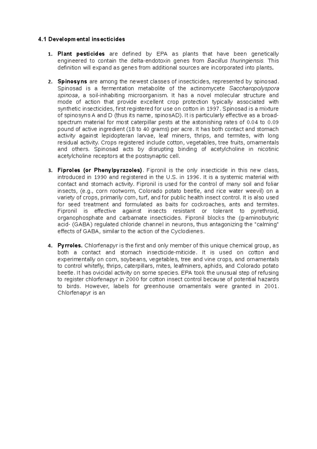 Developmental insecticides - 4 Developmental insecticides Plant ...