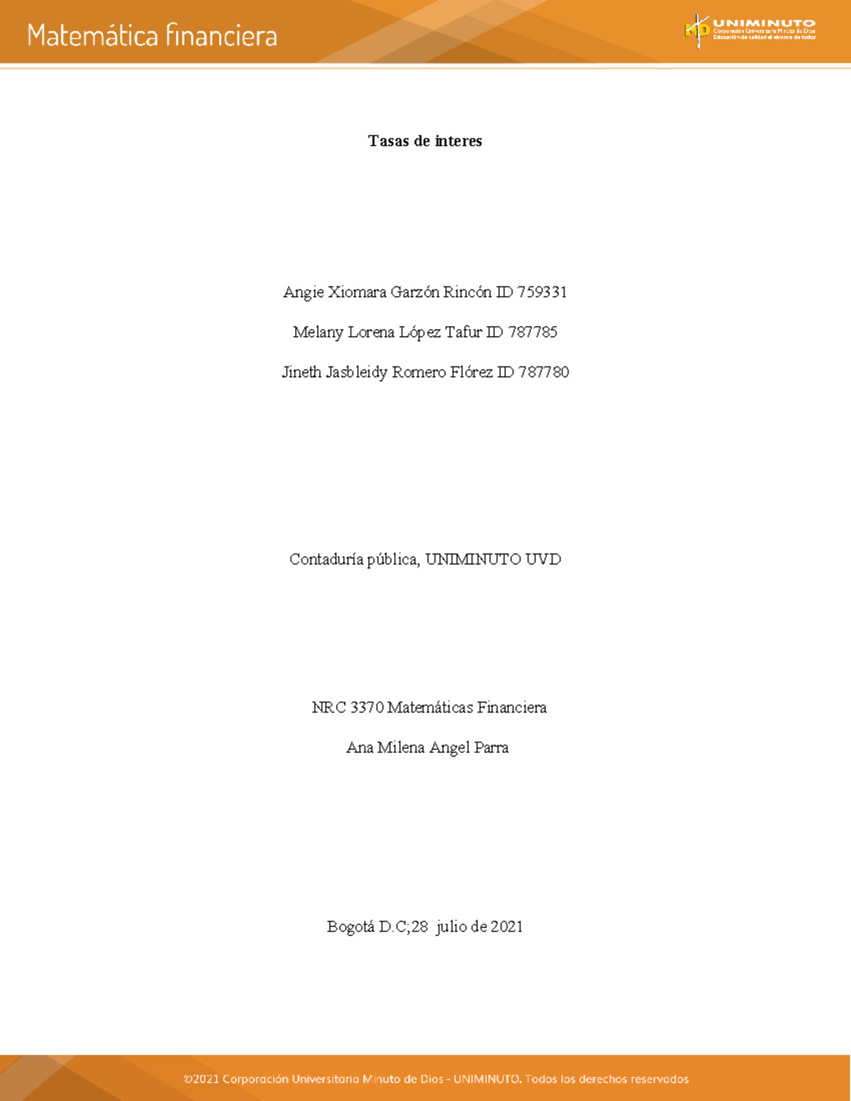 Matematica financier - buena - Tasas de interes Angie Xiomara Garzón ...