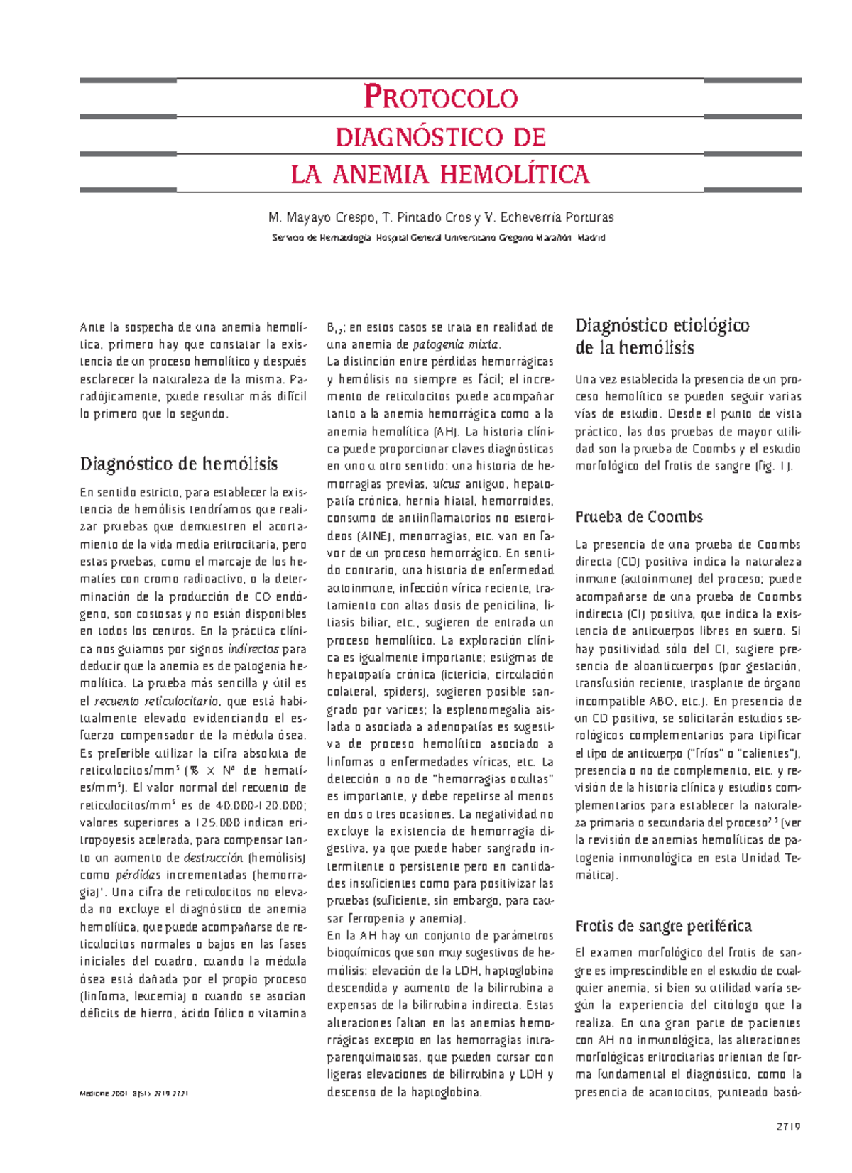 51.07 protocolo dx anemia hemolítica - 2719 Ante la sospecha de una ...