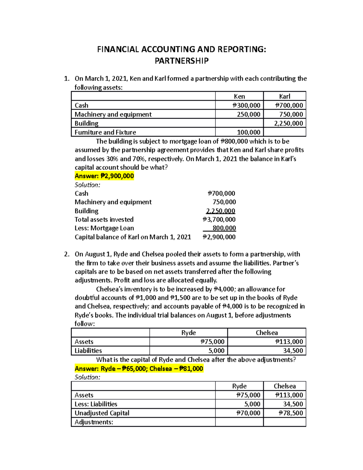 Financial Accounting and Reporting- Partnership - FINANCIAL ACCOUNTING ...