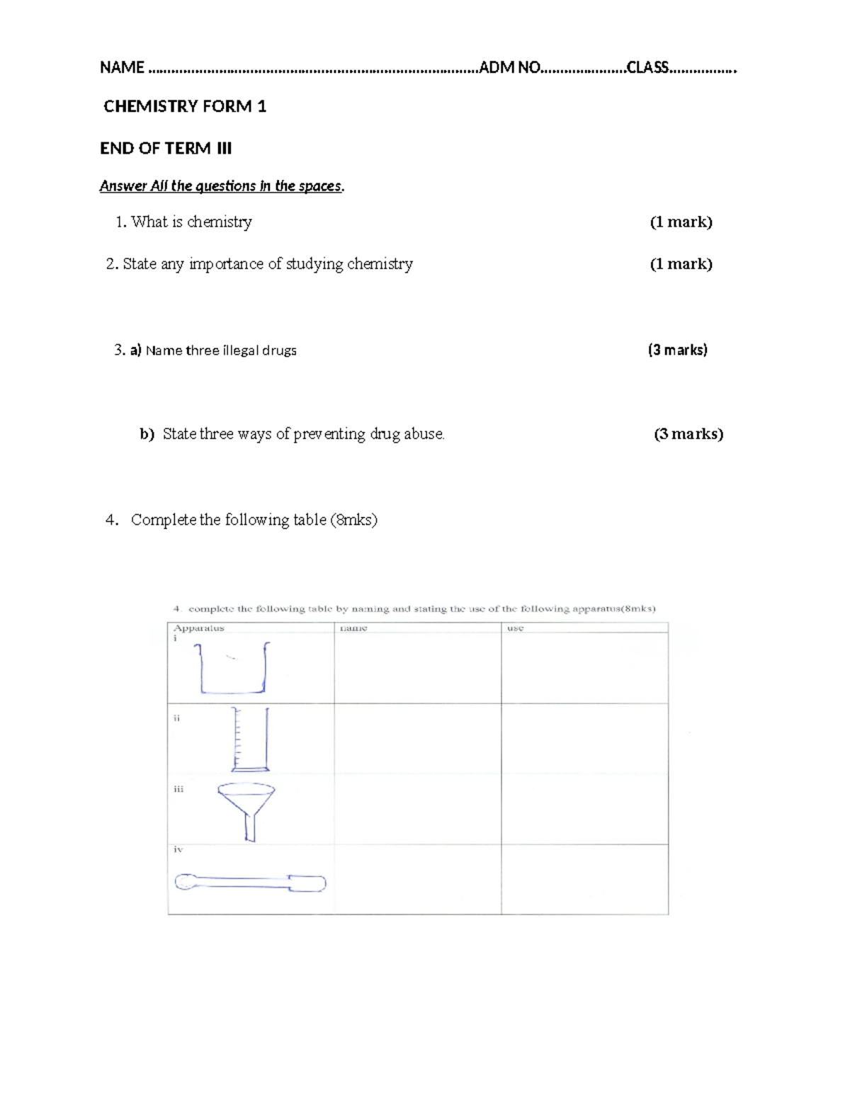 Chemistry-FORM-1 - RREVISIION - NAME - Studocu