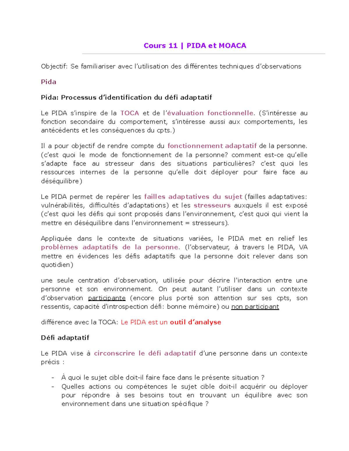 EDC1000 - Cours 11 PIDA et Moaca - Cours 11 | PIDA et MOACA Objectif ...