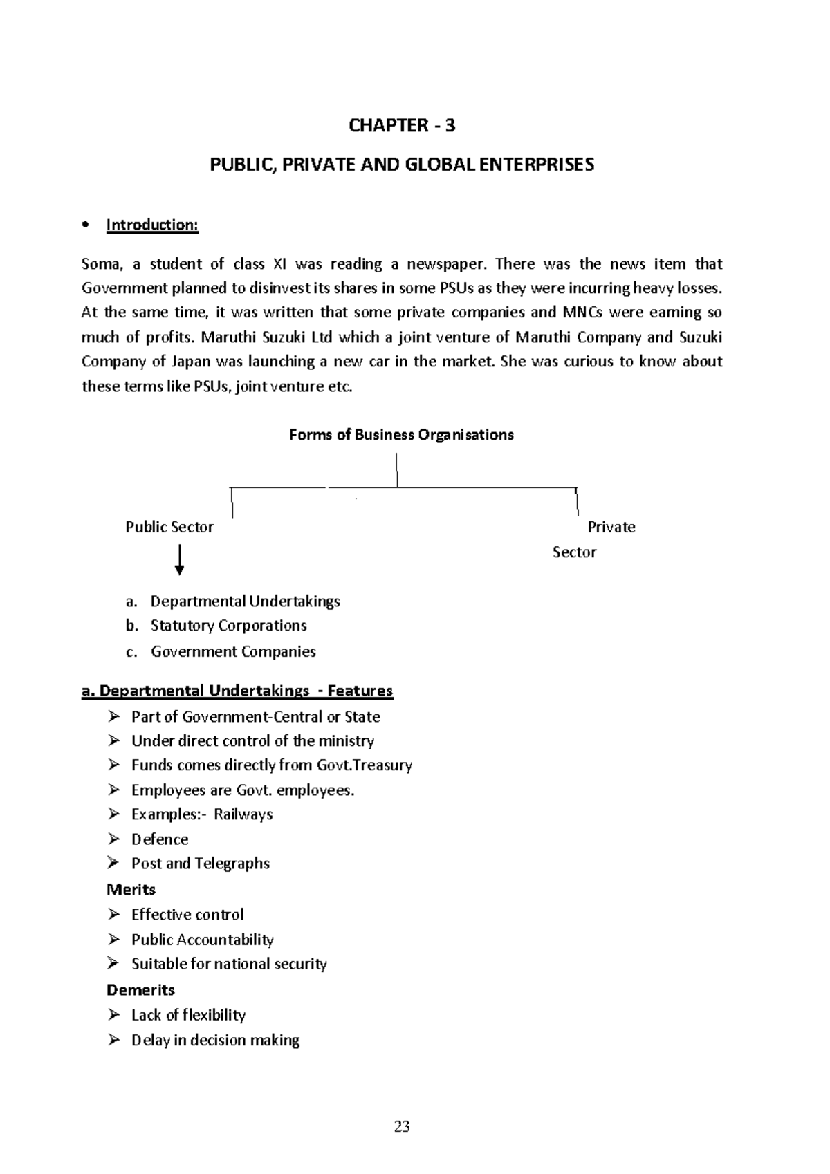 11 business studies notes ch03 public private and global enterprises ...