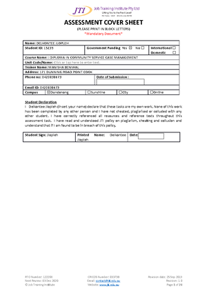Chcccs 004 - it an assessment - Assessment Tasks Outcome Unit ...