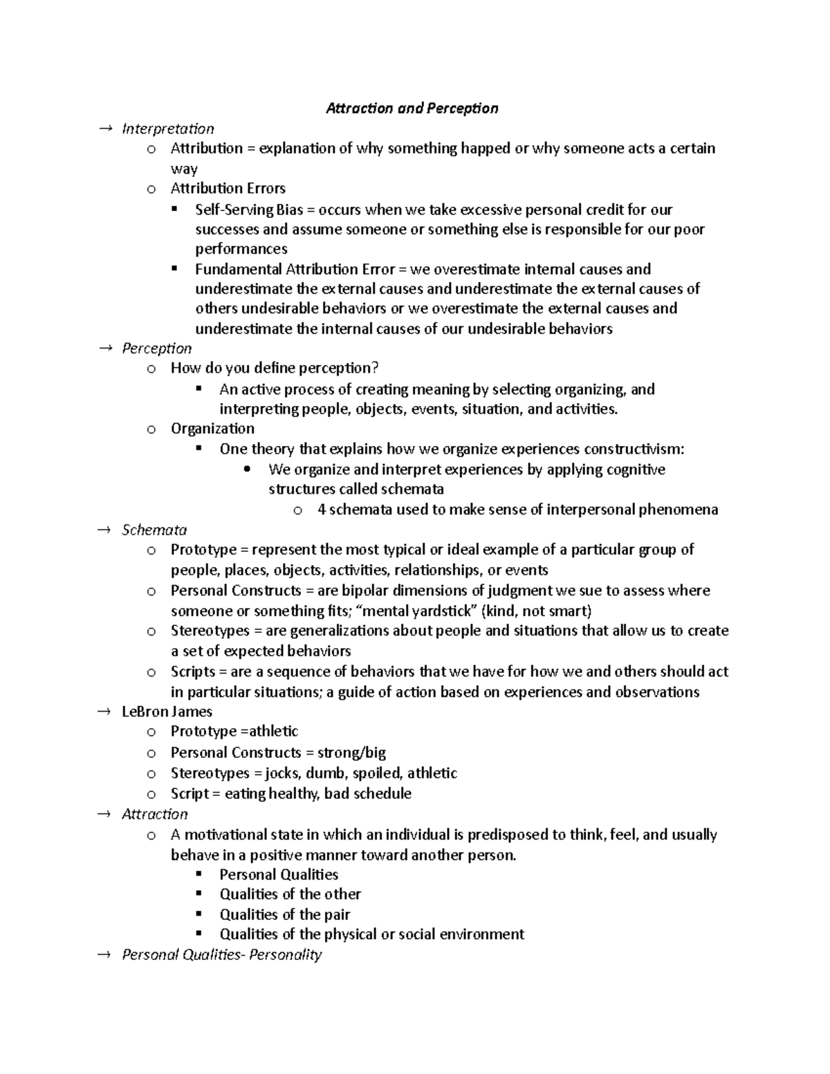 Attraction and Perception - o Organization One theory that explains how ...