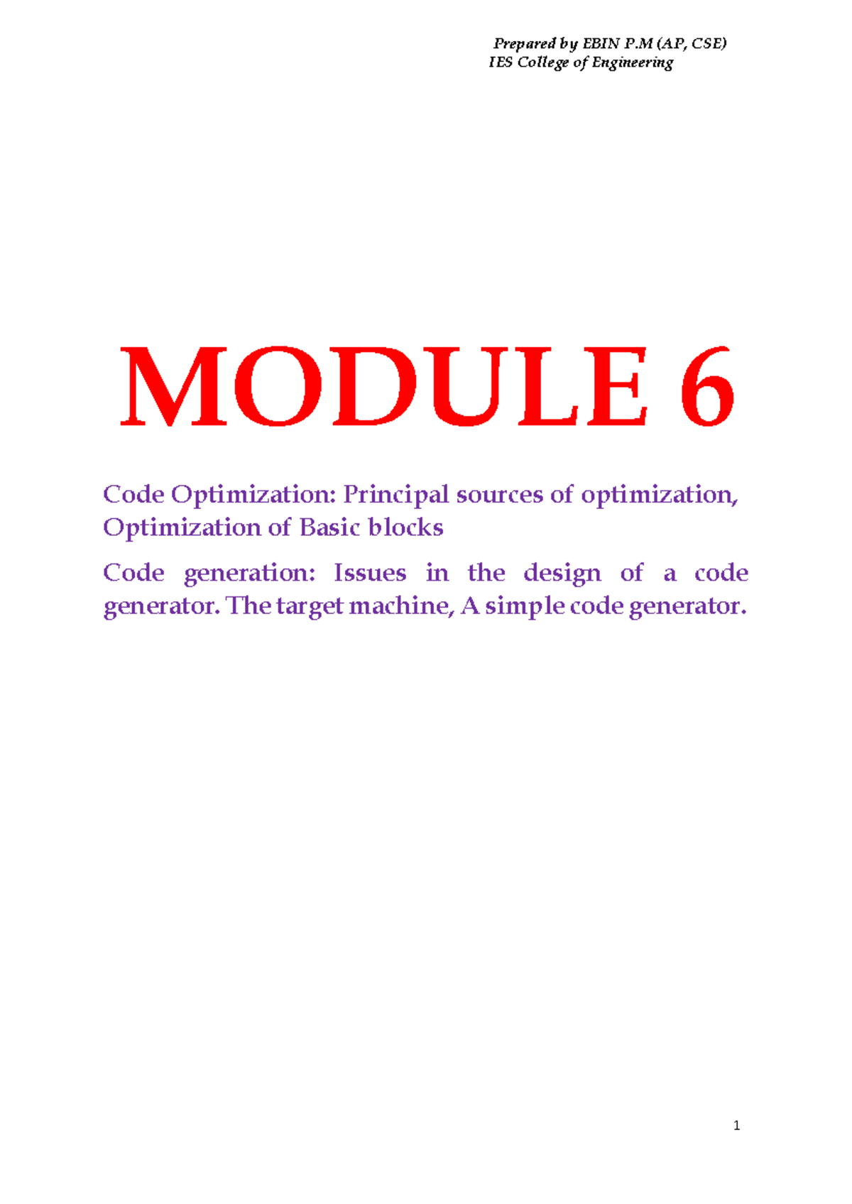 Module-6 - Unknown - IES College of Engineering MODULE 6 Code ...