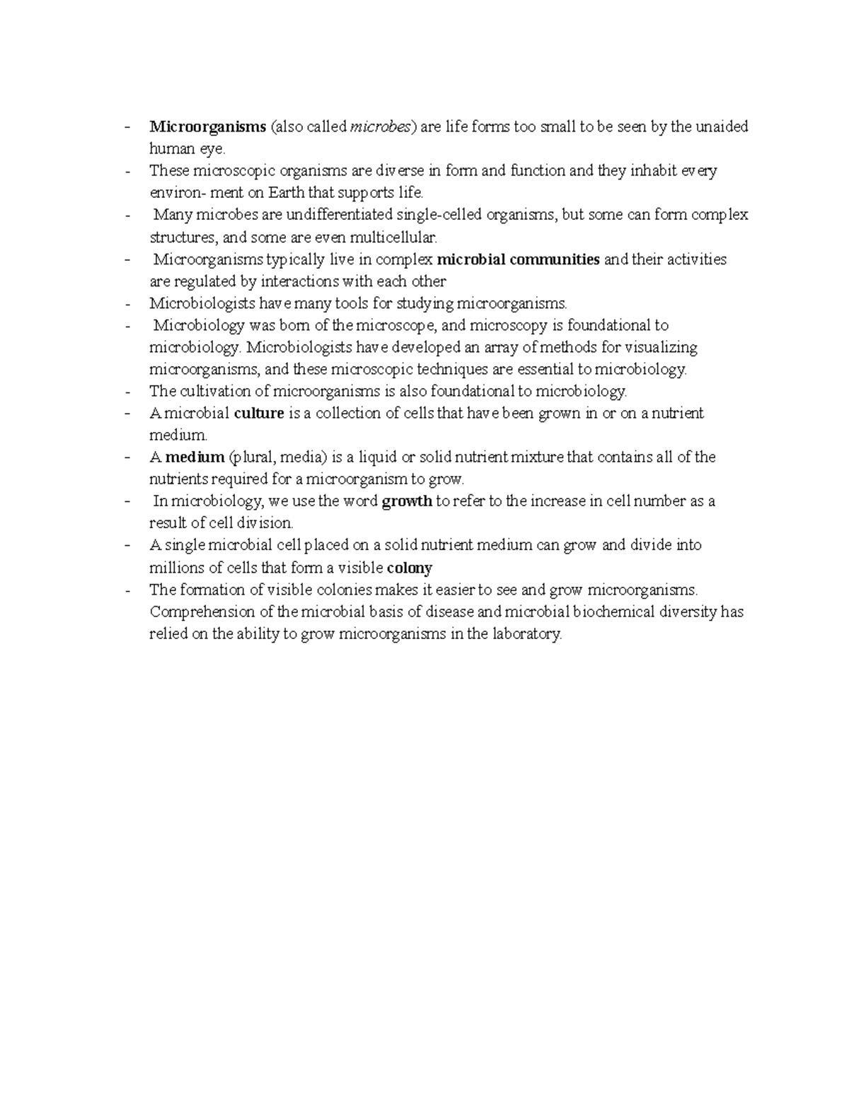 Microbiology study guide 1 - Microorganisms (also called microbes) are ...
