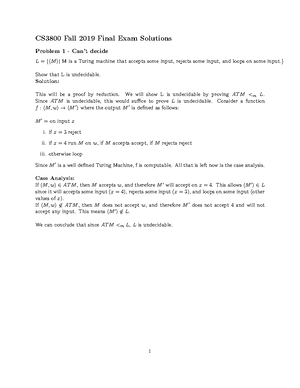 Theory of Computation Final Exam Study Guide - Proving Decidability If ...