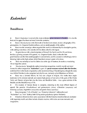 ‘Kadambari’ - Banabhatta - Kadambari Banabhatta Bana’s Kadambari is not ...