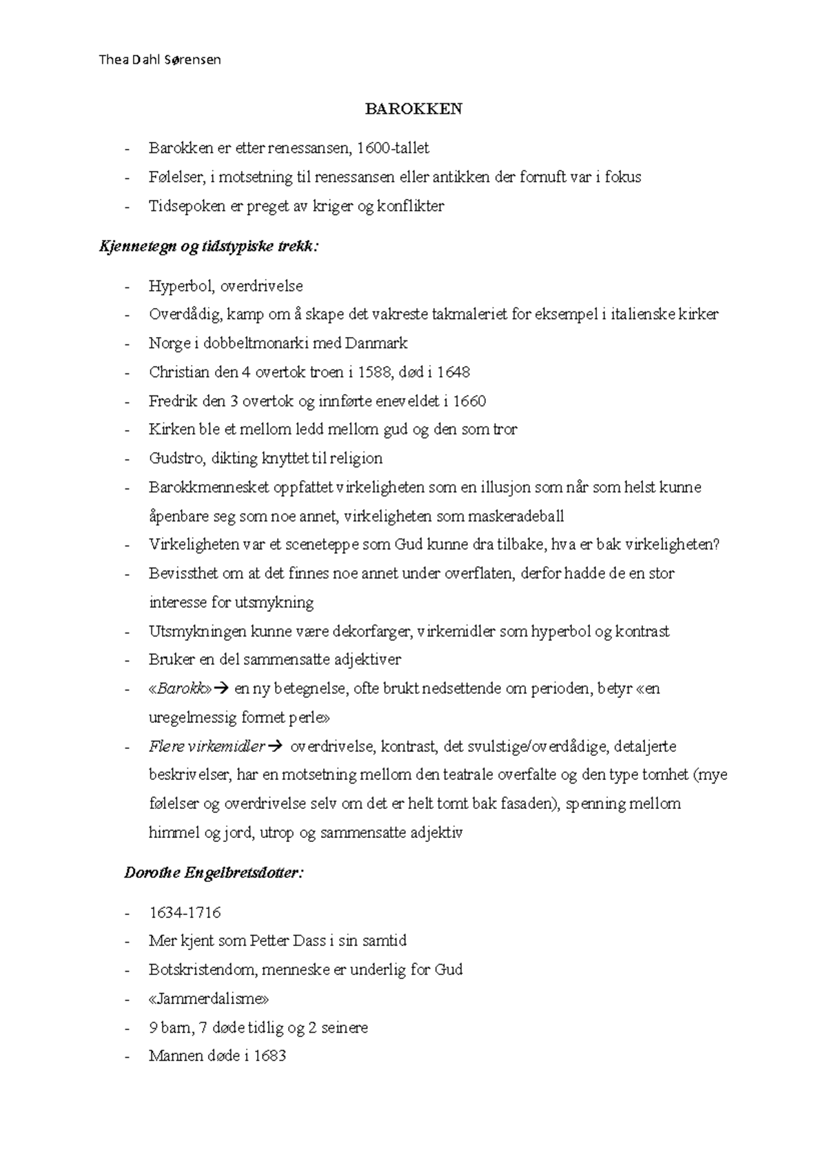 Barokken - Thea Dahl Sørensen BAROKKEN Barokken er etter renessansen ...