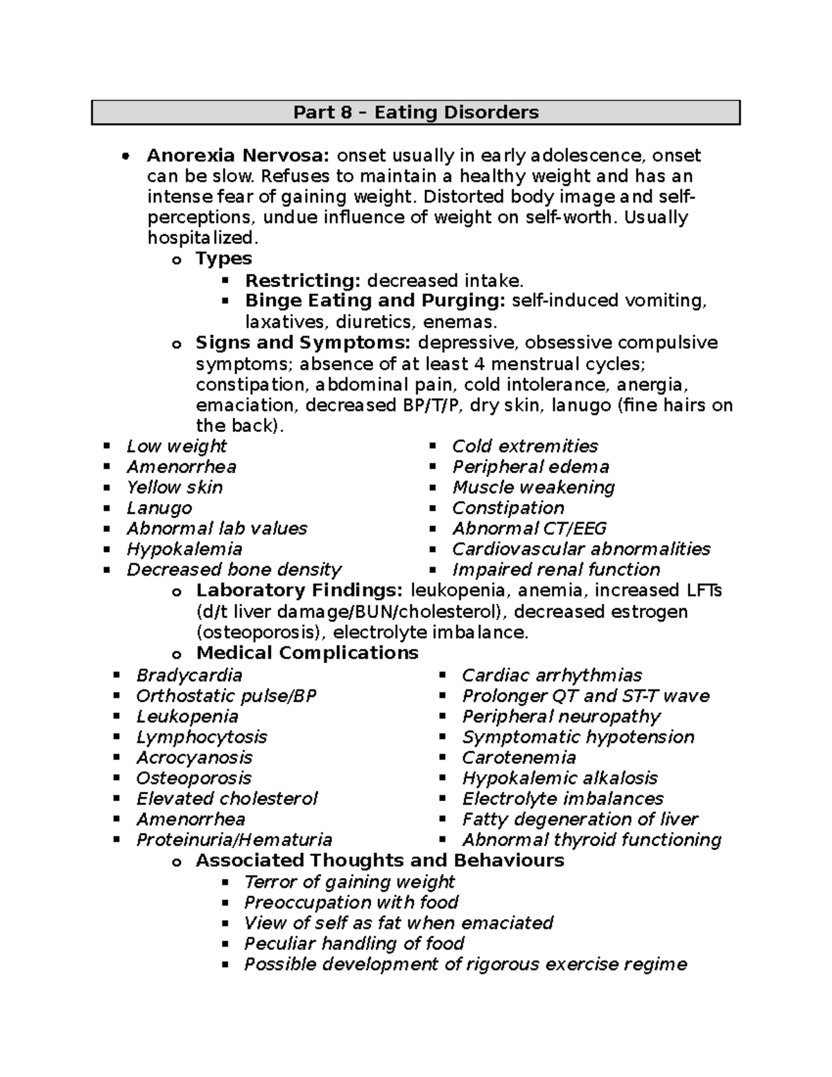 3001-Mental health notes - Part 8 Eating Disorders Anorexia Nervosa ...