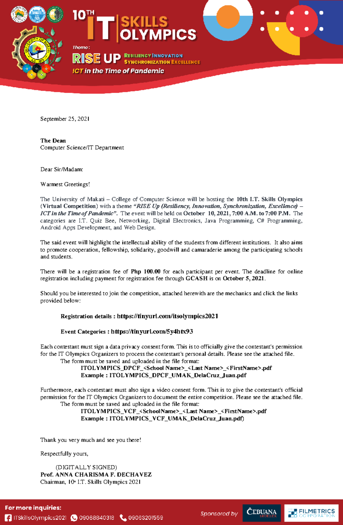 10th IT Skills Olympics Cover Letter and Overall Mechanics - September ...