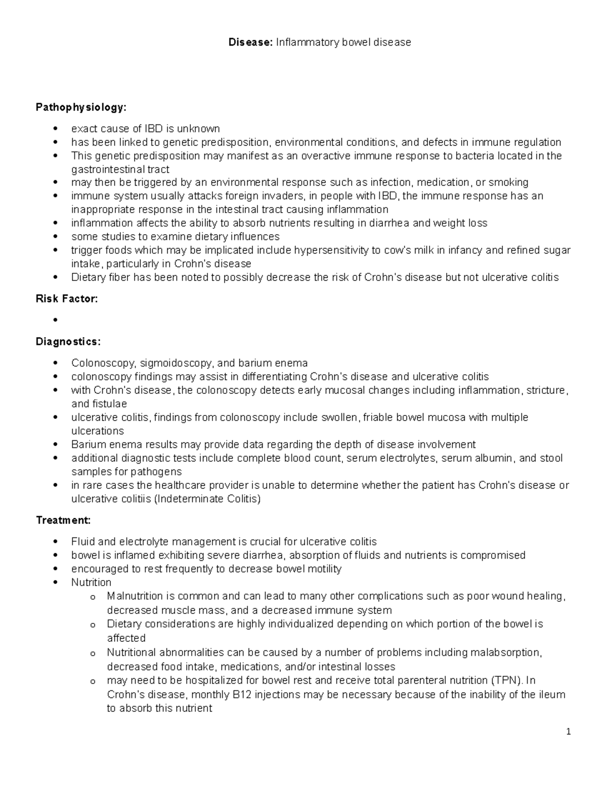 Disease Patho Inflammatory bowel disease - Disease: Inflammatory bowel ...