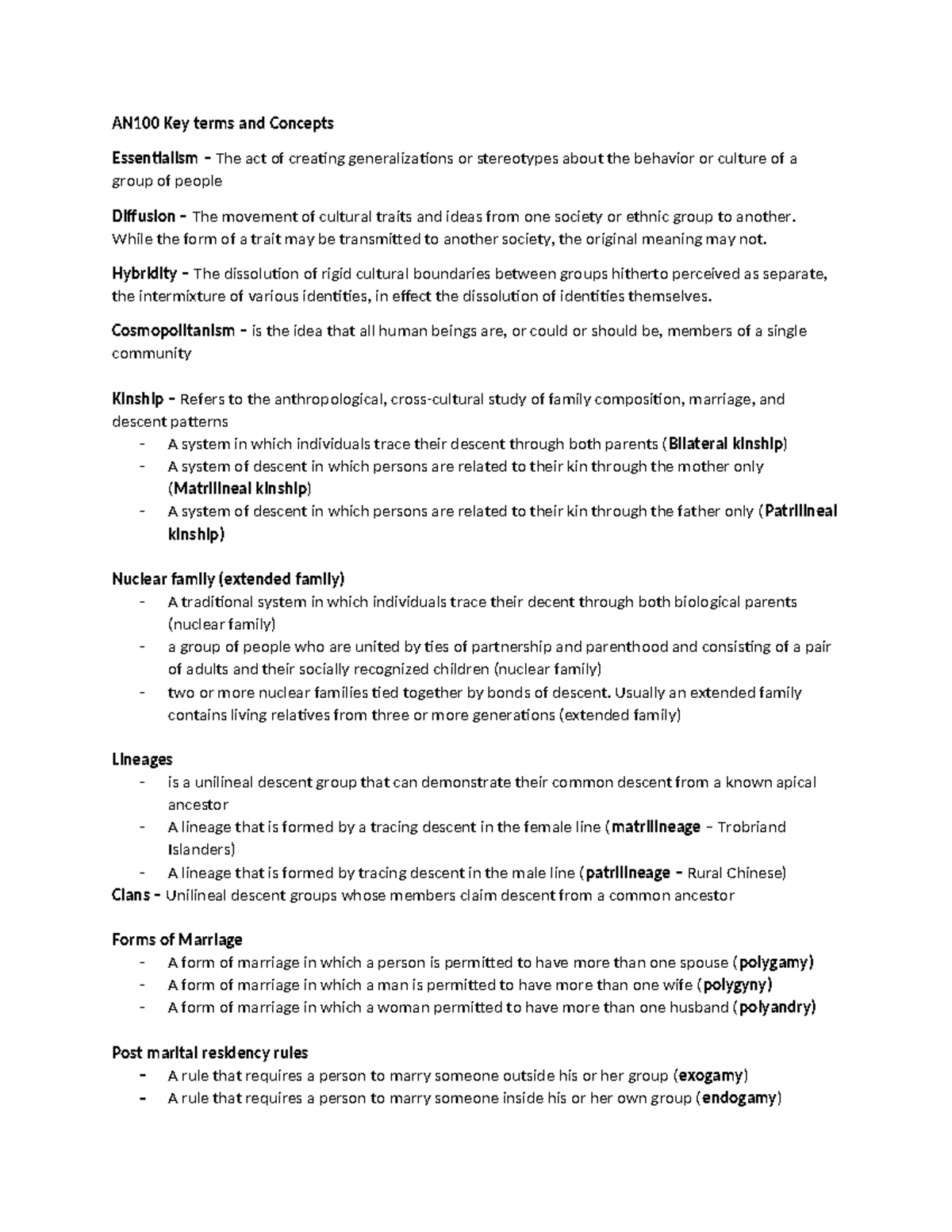 AN100 Key terms and Concepts - AN100 Key terms and Concepts ...