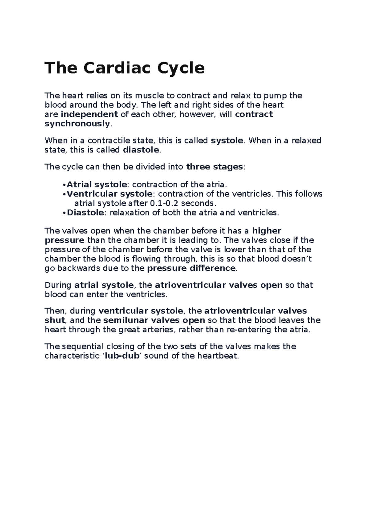The Cardiac Cycle Explained for Grade 11 life science learners in an ...