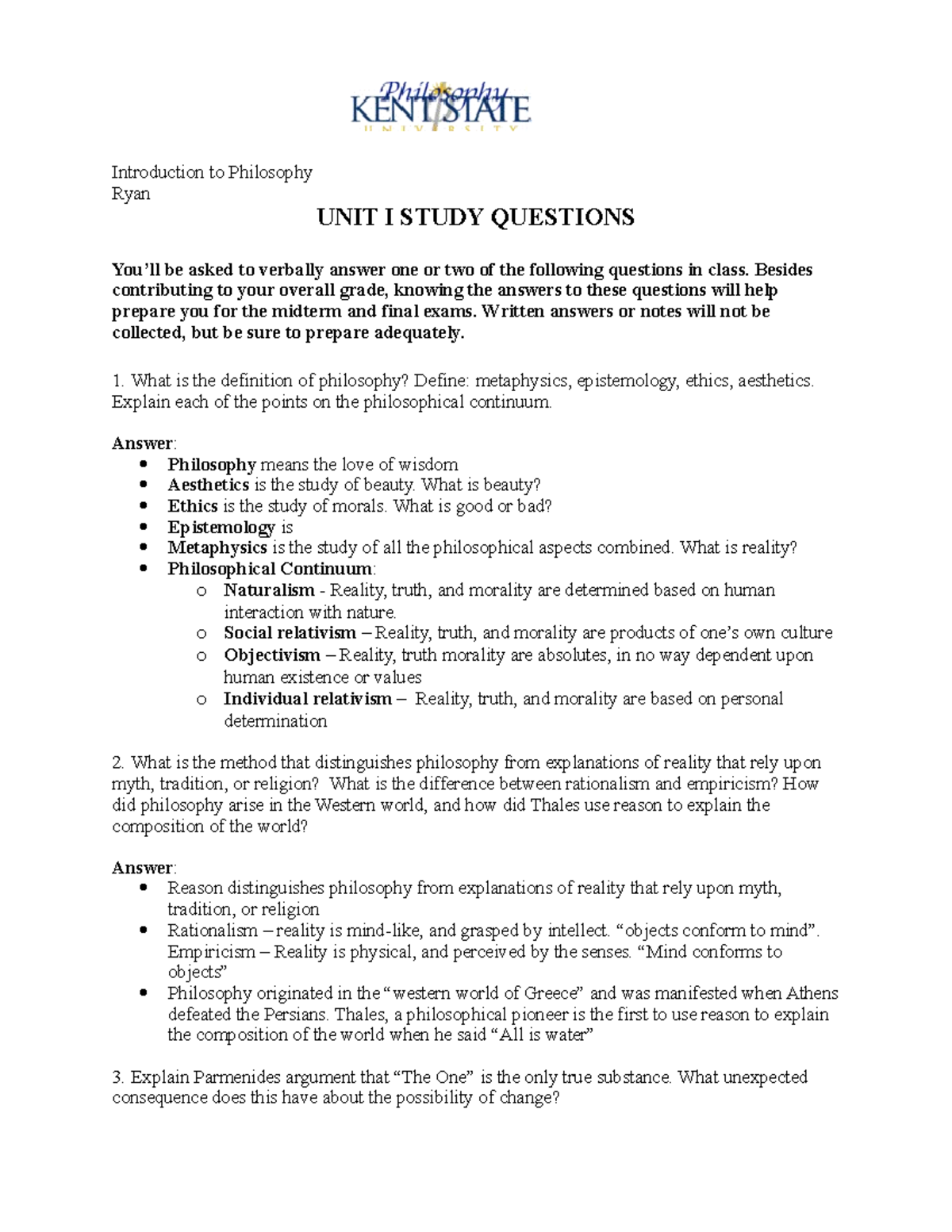 Unit 1 Test Study Questions Introduction To Philosophy Ryan UNIT I unit-1-test-study-questions-introduction-to-philosophy-ryan-unit-i