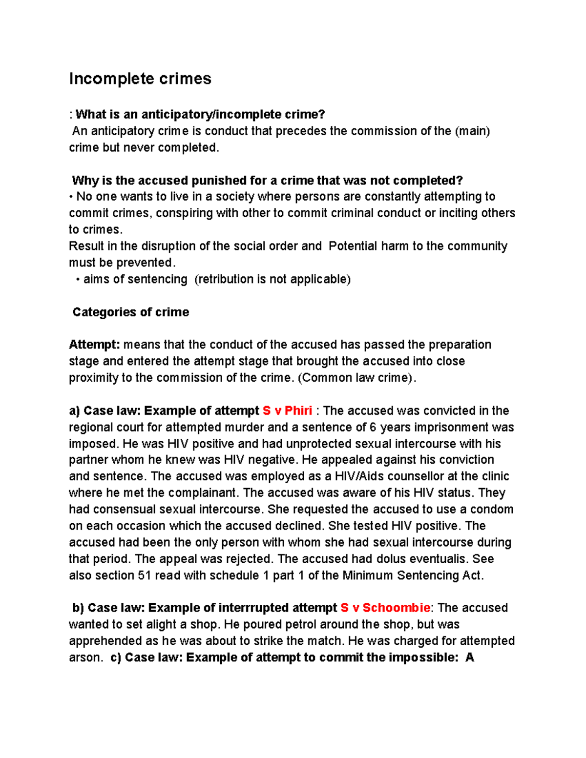 Chapter 9 - modified lecture notes - Incomplete crimes : What is an ...