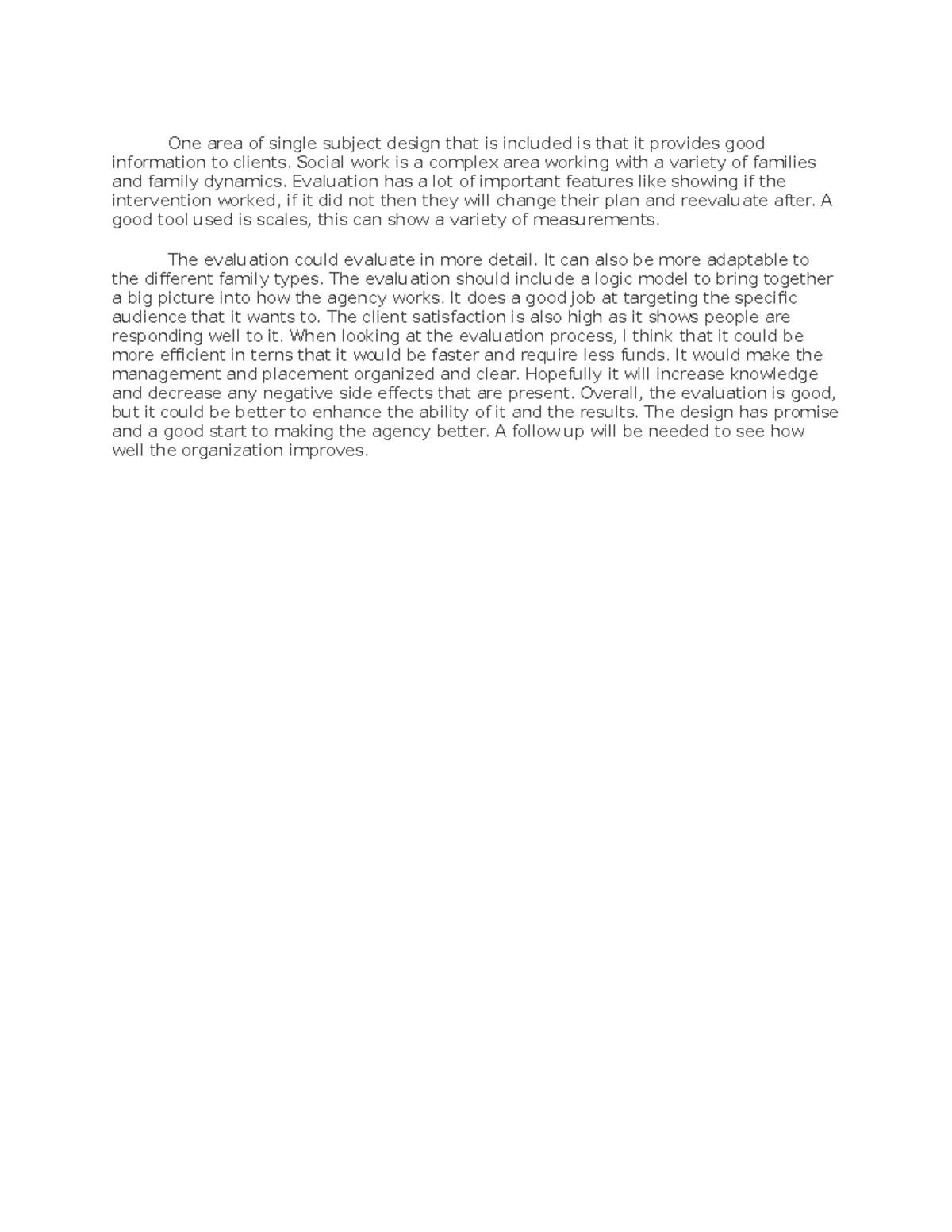 Social discussion (work) - One area of single subject design that is ...