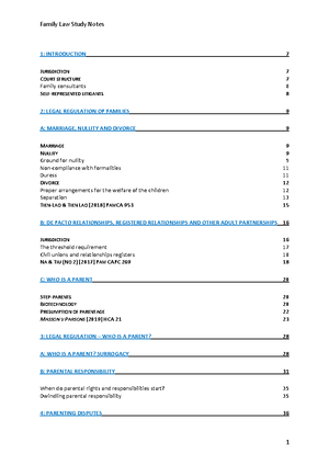 Family LAW - EXAM Notes ( Revised - Final) - CONTENTS TOPIC 1 ...