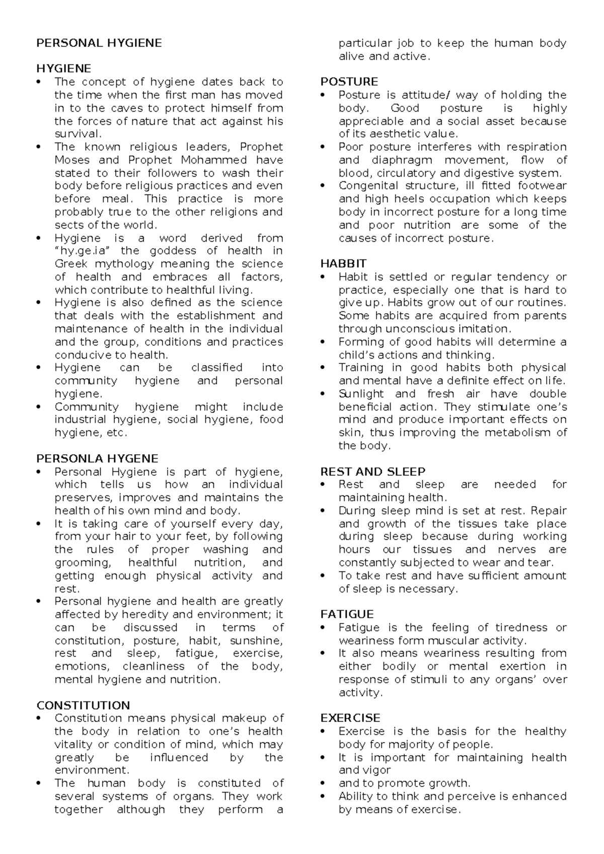 Personal Hygiene - PUB5 - PERSONAL HYGIENE HYGIENE The concept of ...